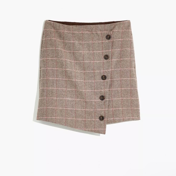 Madewell | Skirts | Asymmetrical Sidebutton Mini Skirt In Windowpane ...